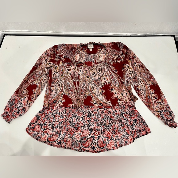 Knox Rose | Tops | Knox Rose Flowy Red Paisley Blouse Medium | Poshmark